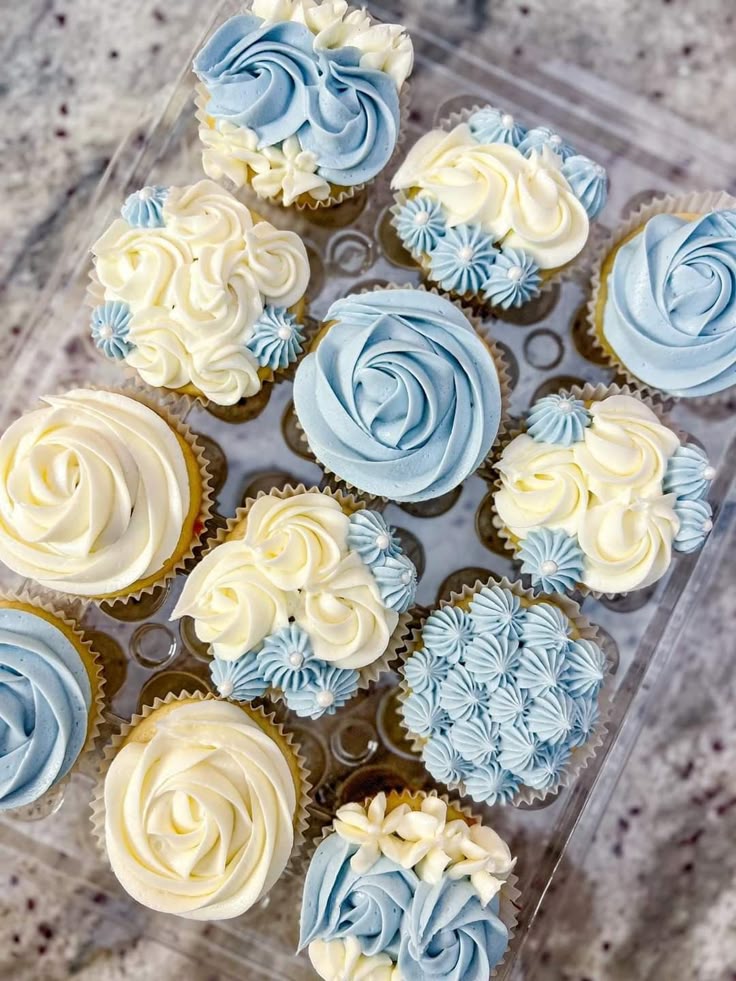 Baby shower cupcakes - 12 - Blue – Celebrating Life Bakery - Store